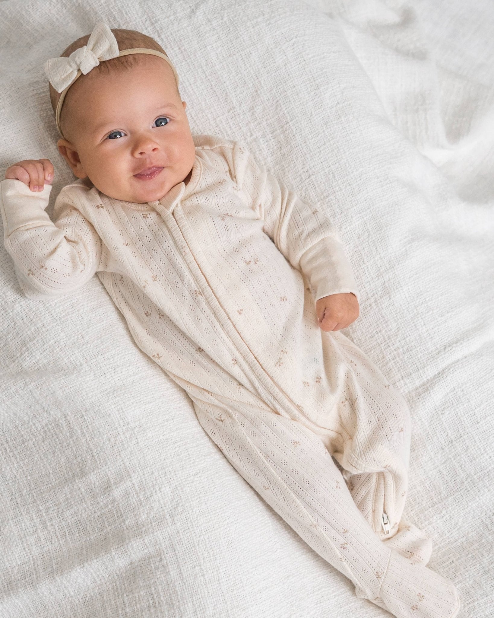 Maya Brushed Back Pointelle Footed Zipper Sleeper | Loren Floral – Echo ...